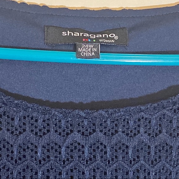 Sharagano | Dresses | Sharagano Womens Plus Stretch Navy Belt Tie Dress ...